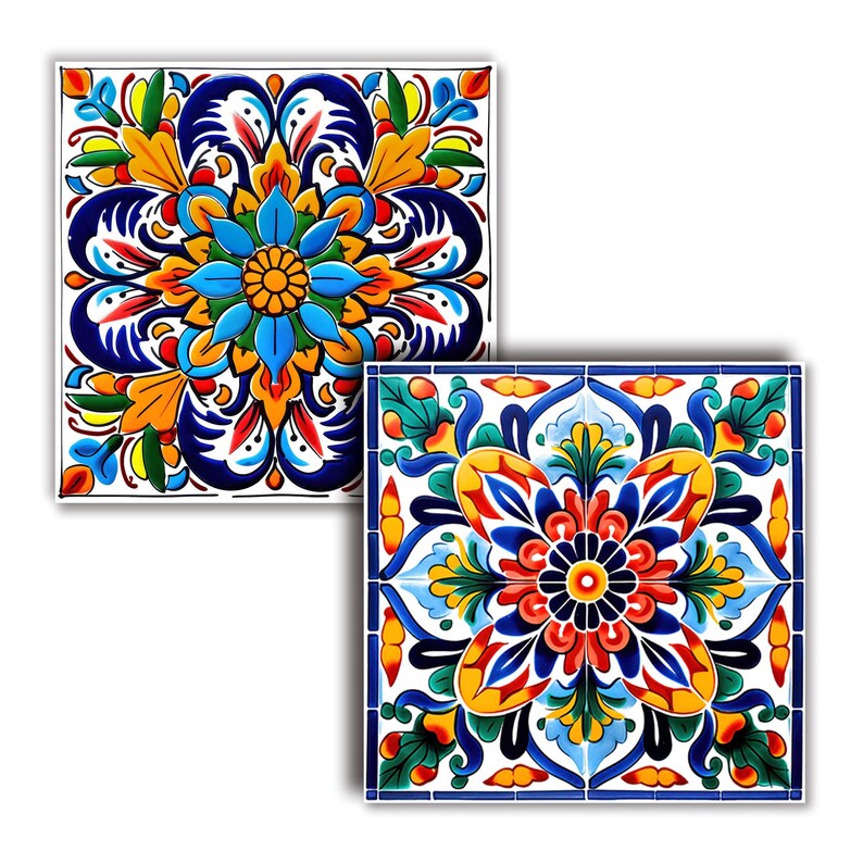 Mexican Style Tile Clipart Set: Colorful 8x8" Designs for DIY Crafts ...