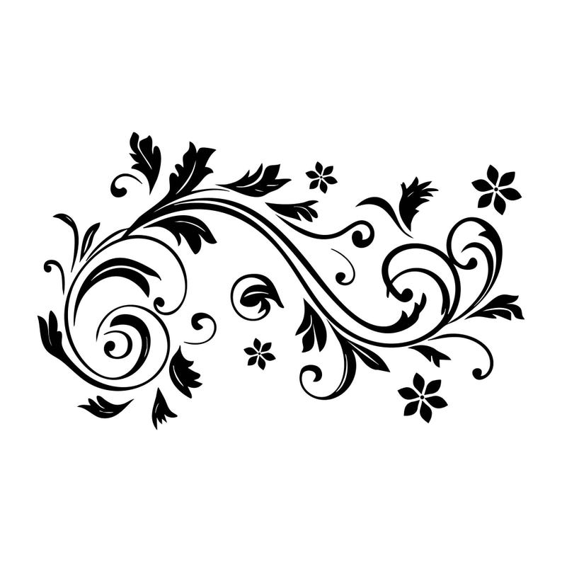 Floral Scroll Clipart Set, 56 PNG SVG, Black Swirl Ornaments, Digital ...