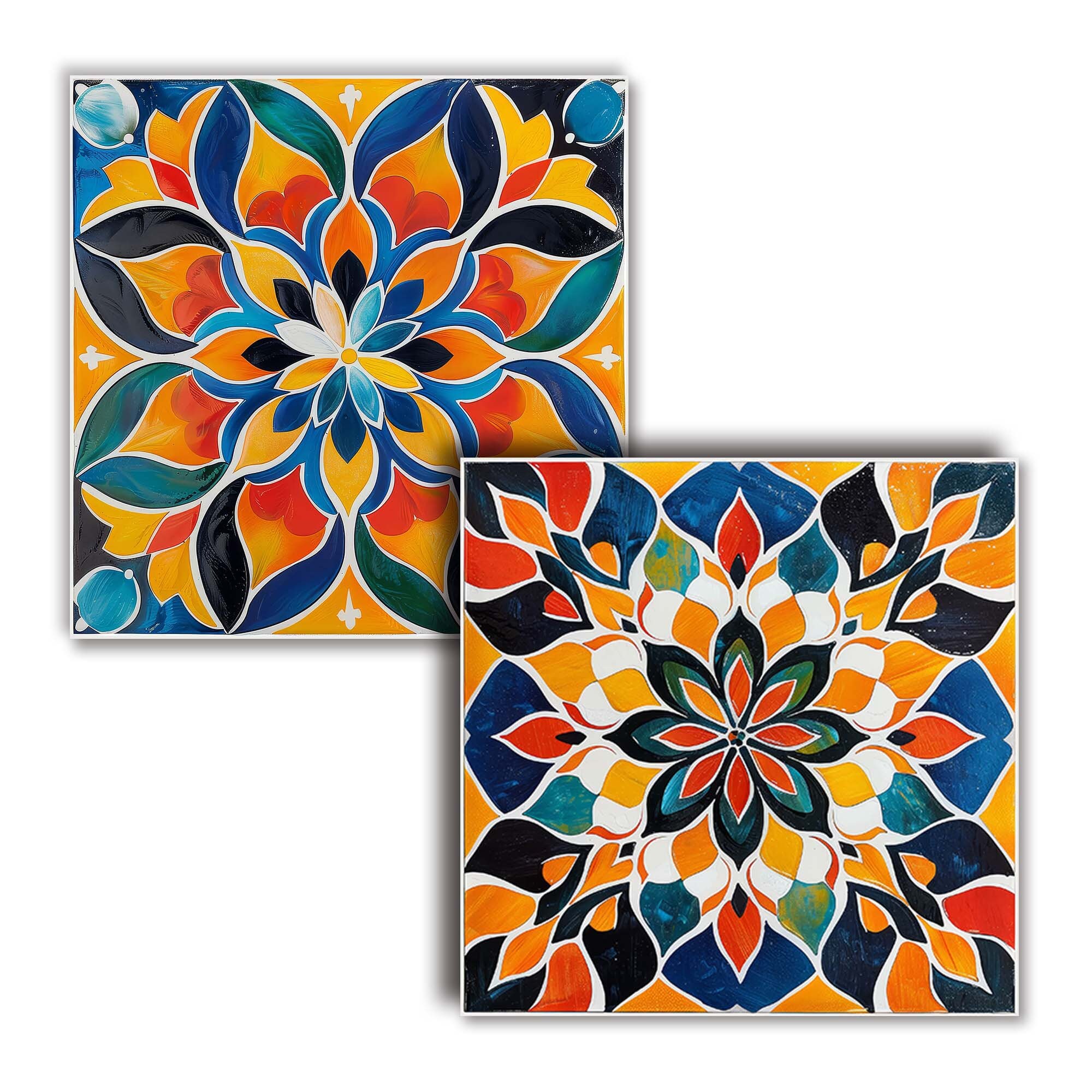 Colorful Symmetrical Geometric Tiles Kitchen Interior Decor Home Office ...