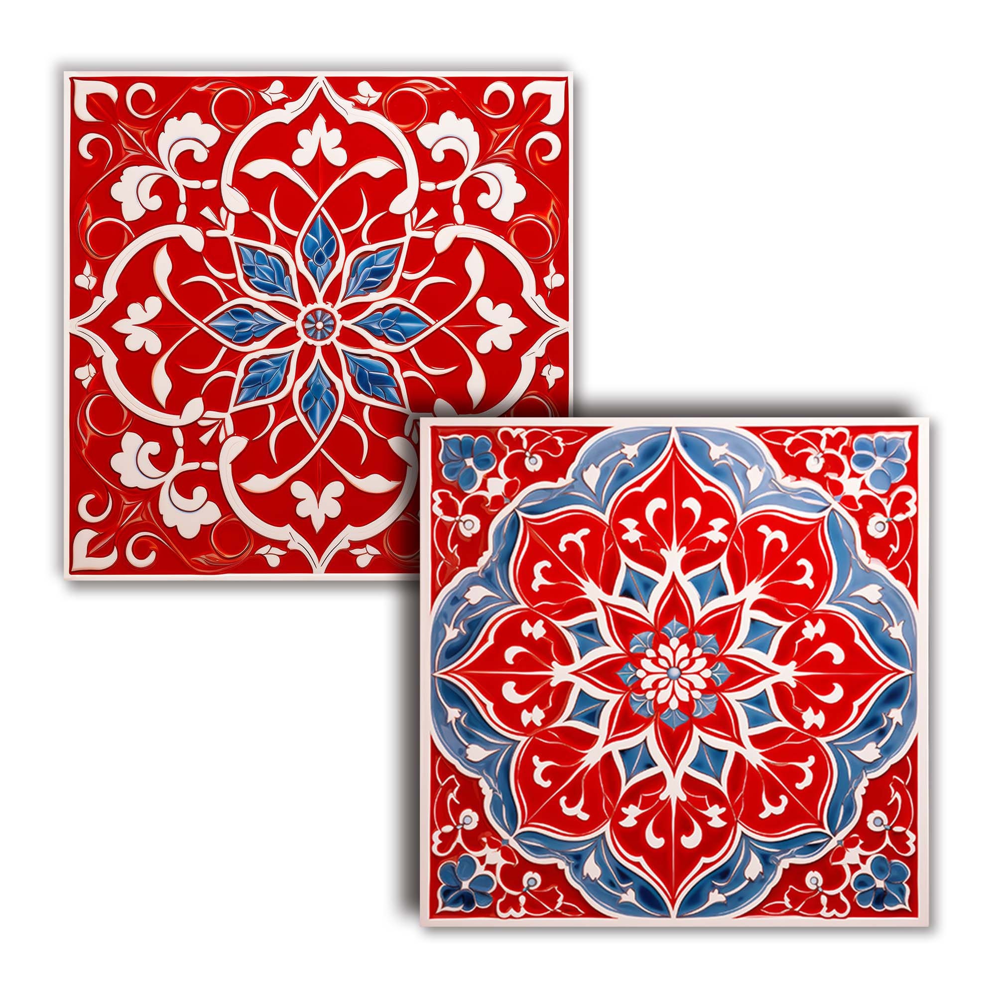 Vintage Red and Blue Clipart Tiles, PNG Spanish-style Decoration and ...