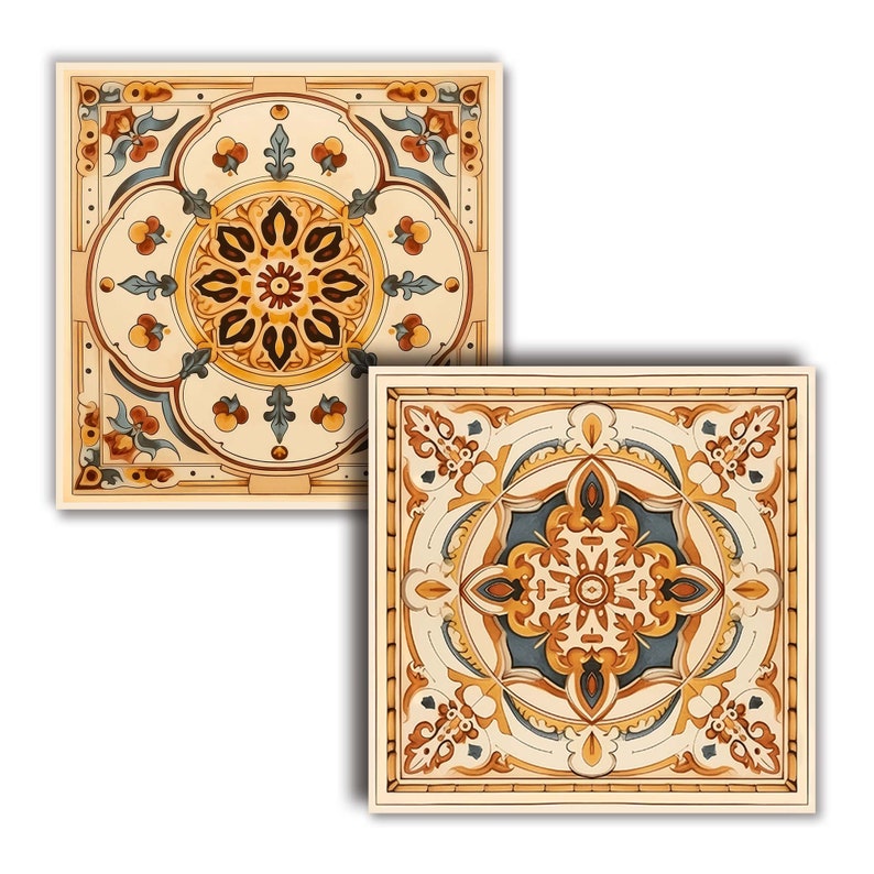 Brown Beige Vintage Spanish-style Tiles Clipart Decoration Wallpaper ...