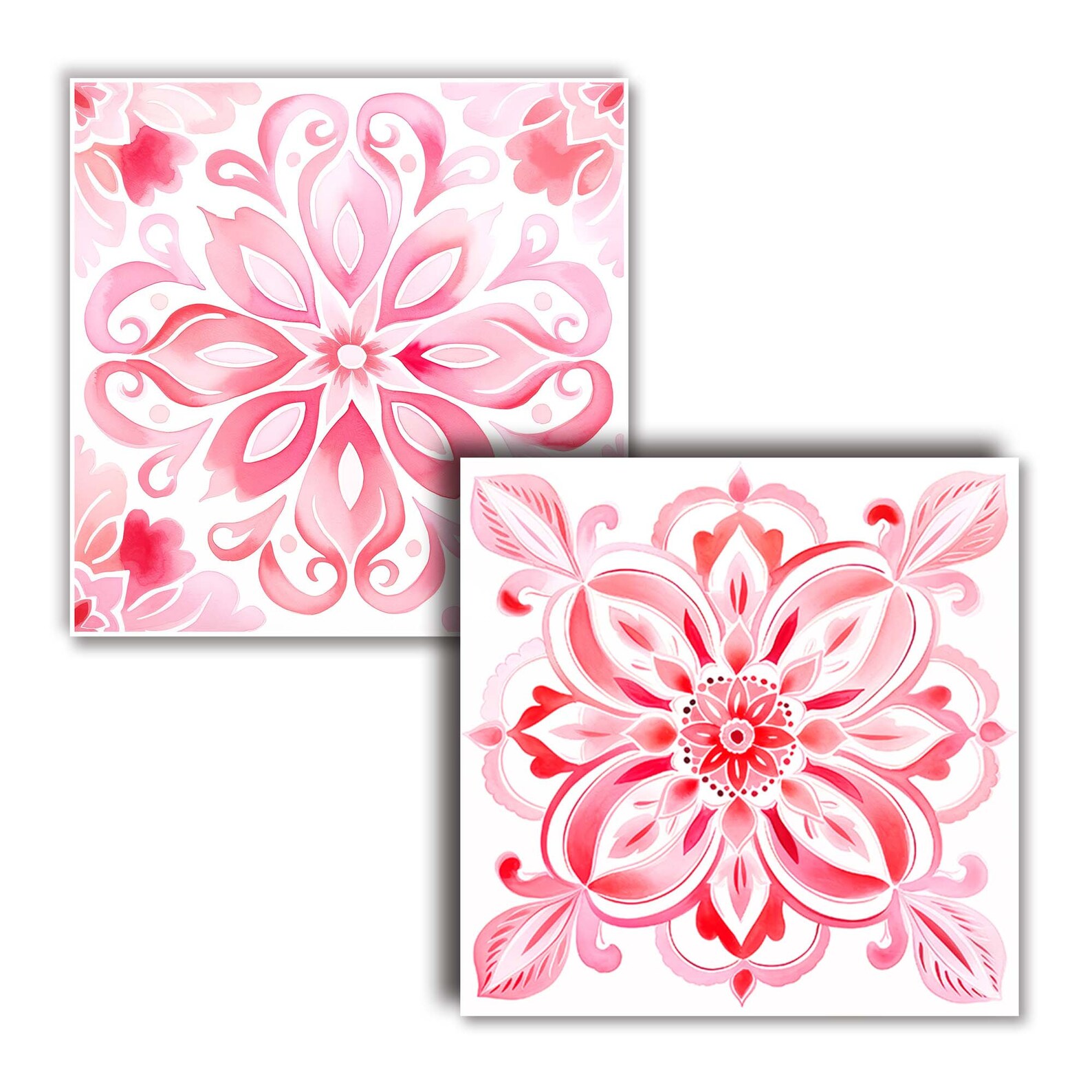 Pink Watercolor Tiles White Background Square Mosaic Decor Wall Craft ...