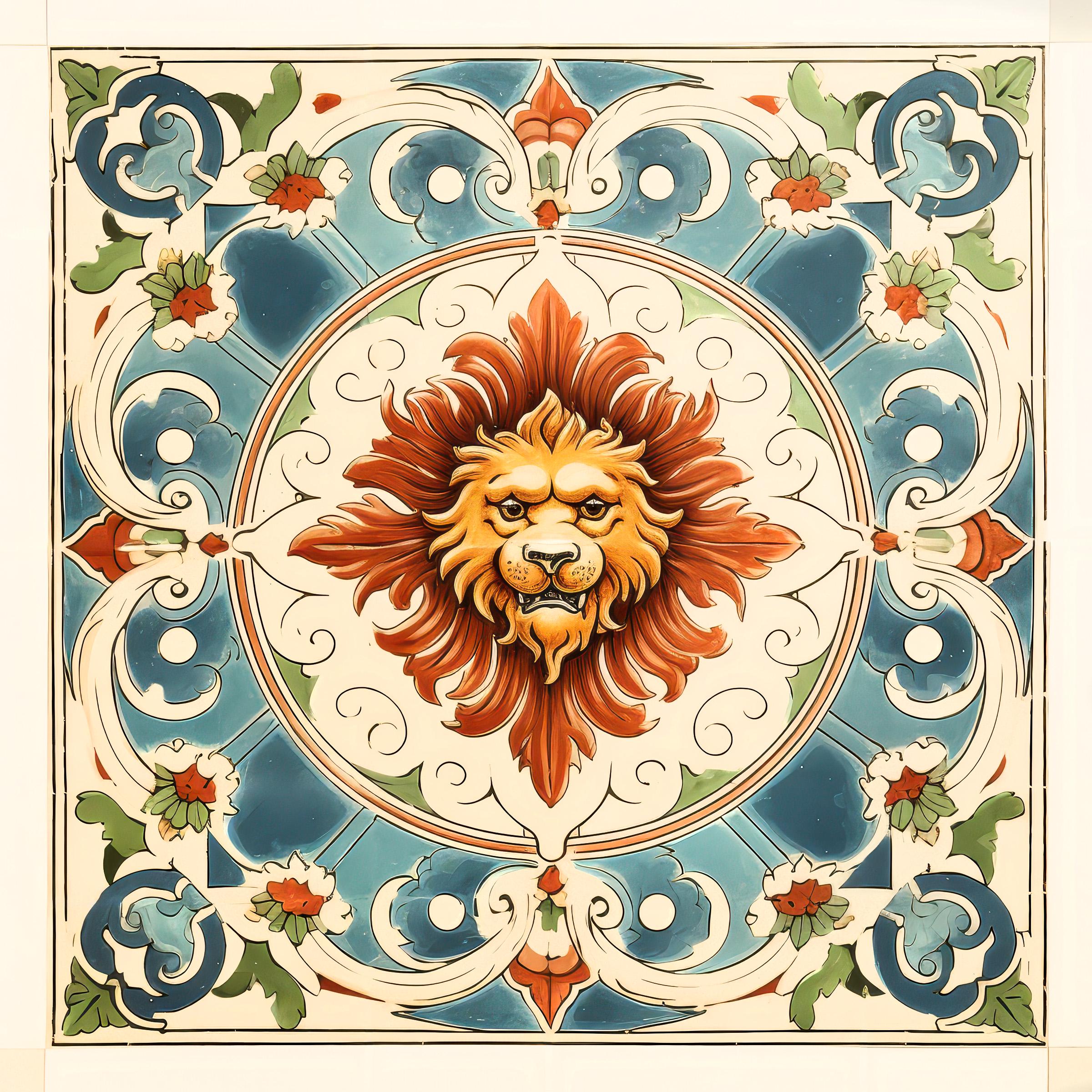 Animal Fish Bird Lion Tile Floral Antique Classic Mosaic Printable ...