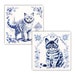 26 Antique Cat Tiles Blue and White Hand-painted Porcelain Decor ...