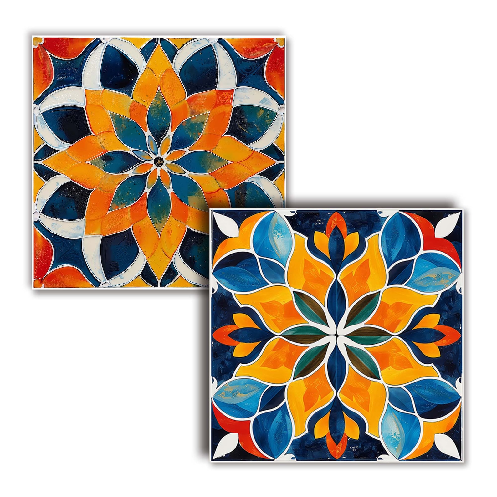 Colorful Symmetrical Geometric Tiles Kitchen Interior Decor Home Office ...