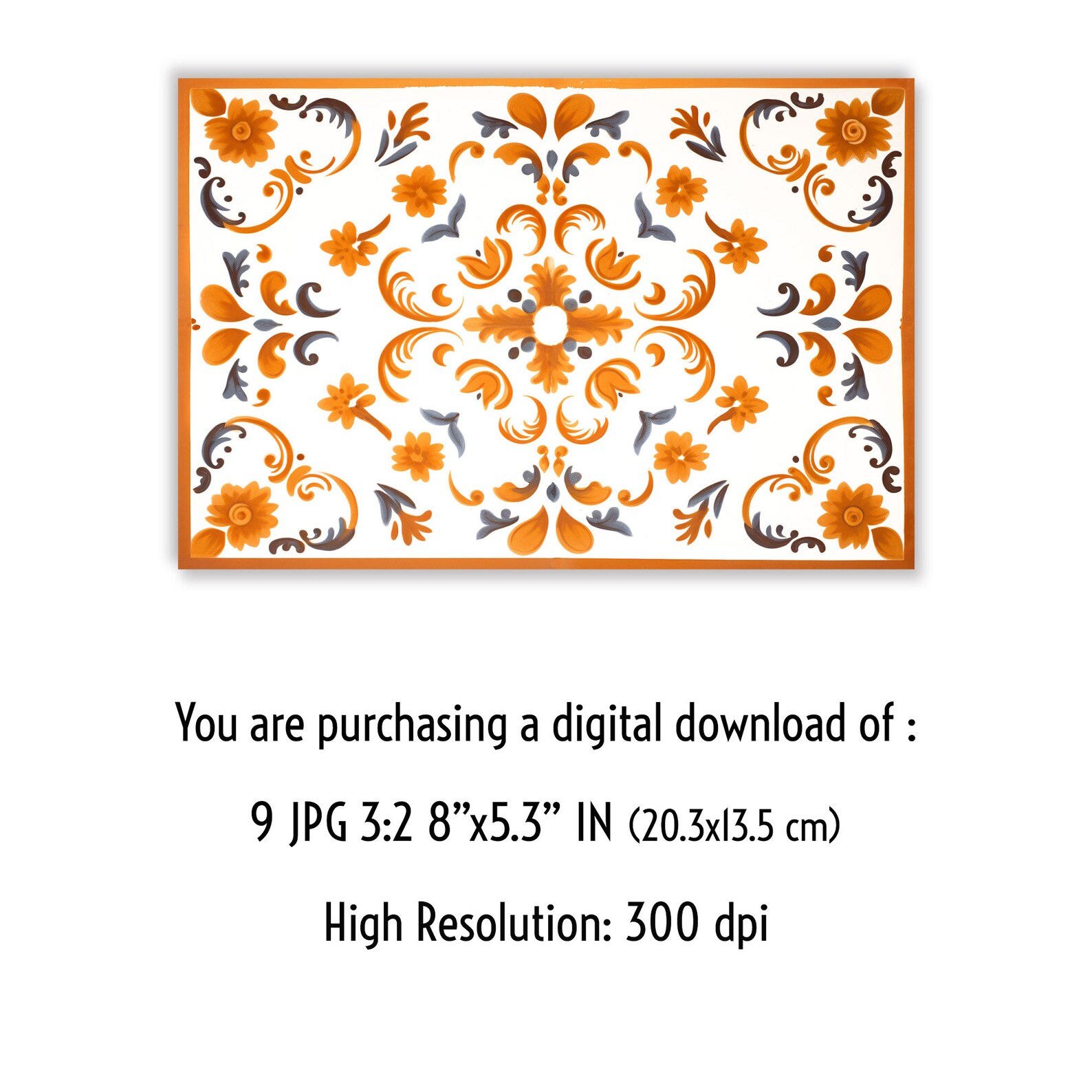 Vintage Old Antique Tiles Brown Hand-painted Pattern Mosaic Italian ...