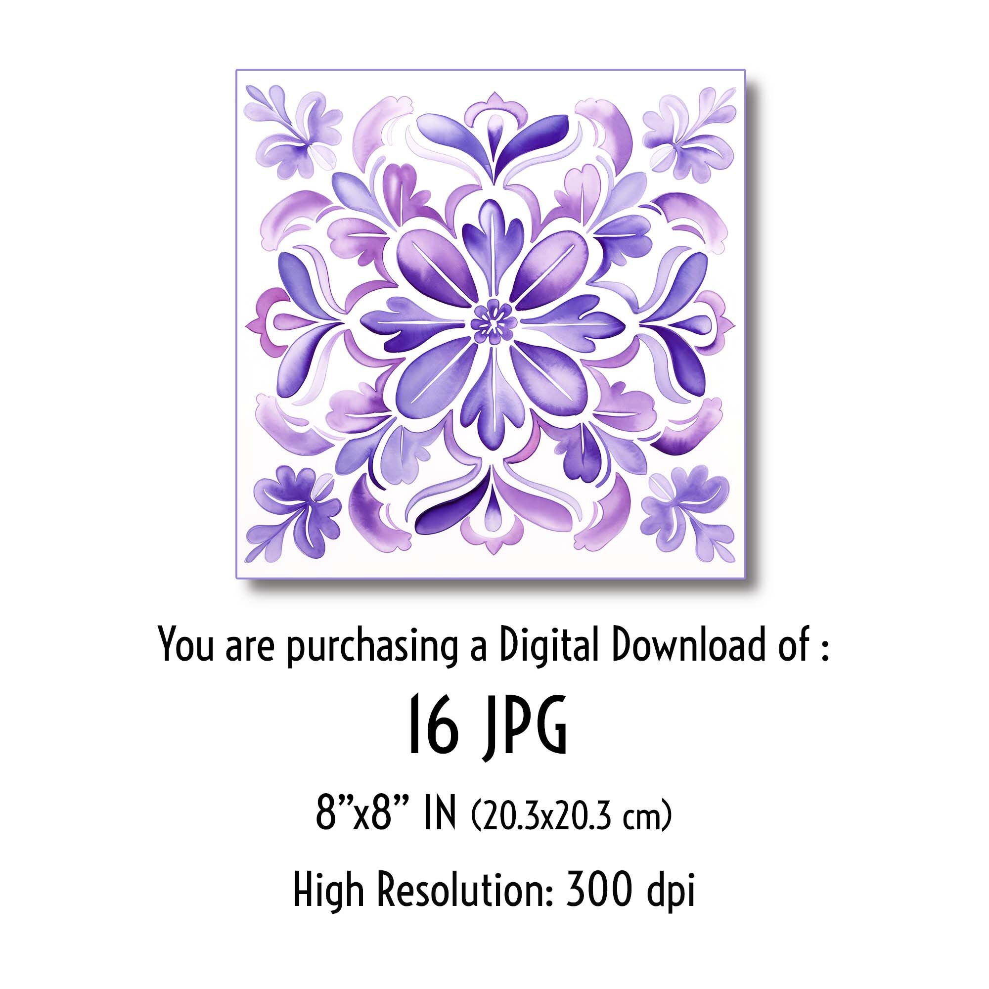 Purple Watercolor White Background Tile Decor Wall Kitchen Porcelain ...