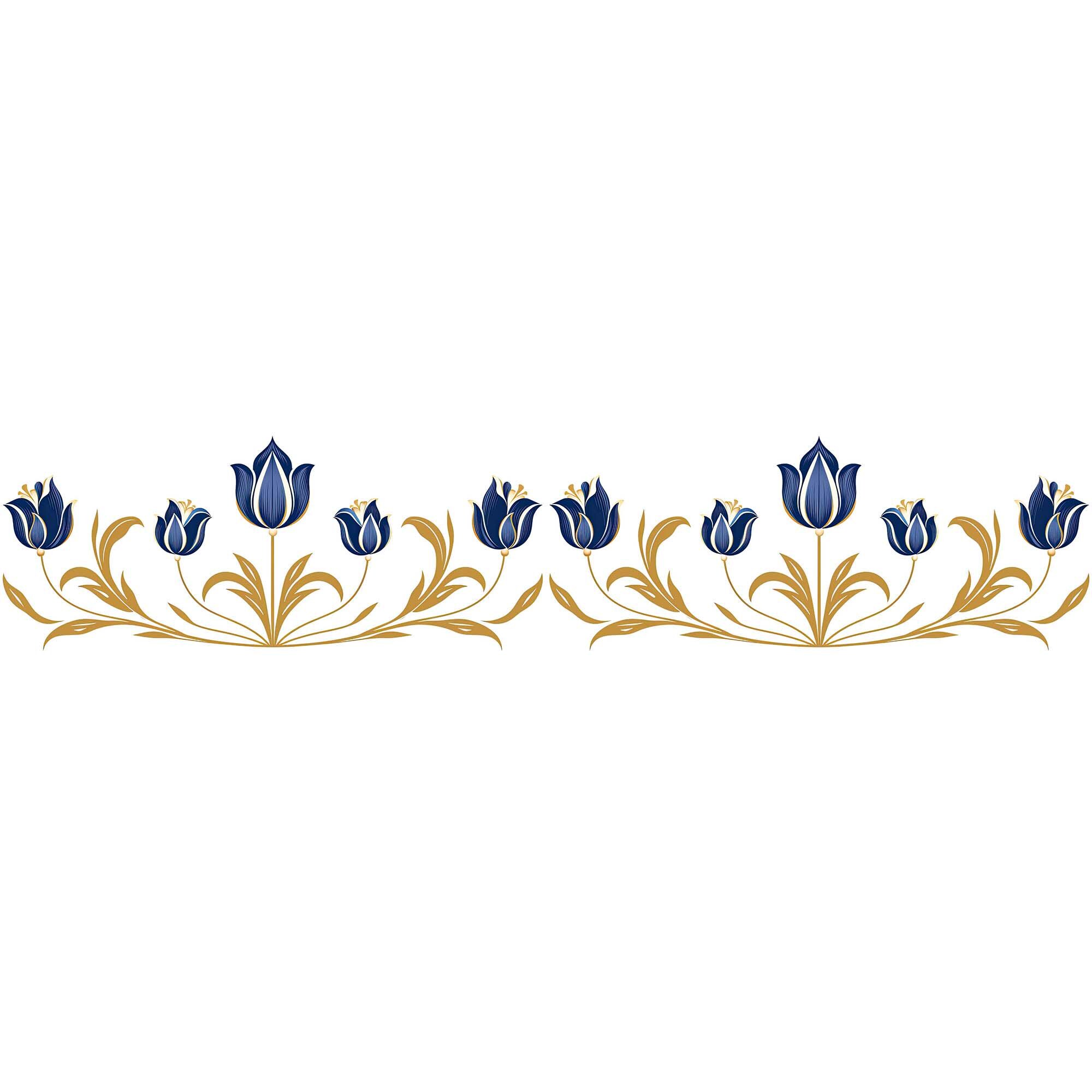 Tulip Borders, Blue and Gold, Floral Ornaments, PNG Transparent ...
