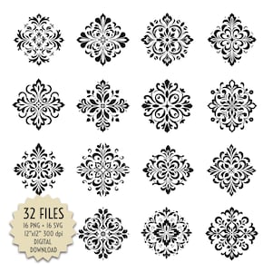Arabesque Vector Design Set, SVG PNG, Ornamental Patterns, Printable ...