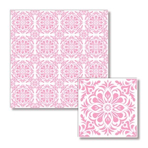 Pink White Floral Tile Set, Digital Mosaic Clipart Designs, Digital ...