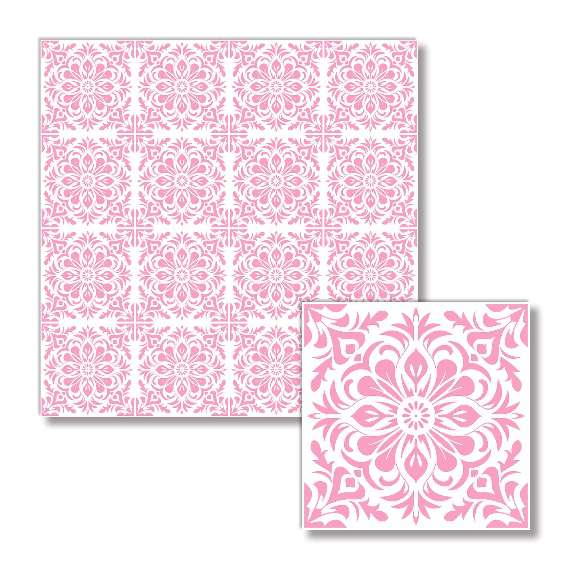 Pink White Floral Tile Set, Digital Mosaic Clipart Designs, Digital ...
