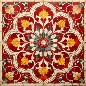 Vintage Red Tile Clipart: Set of 9 Spanish-style Tiles, Decoration, and ...