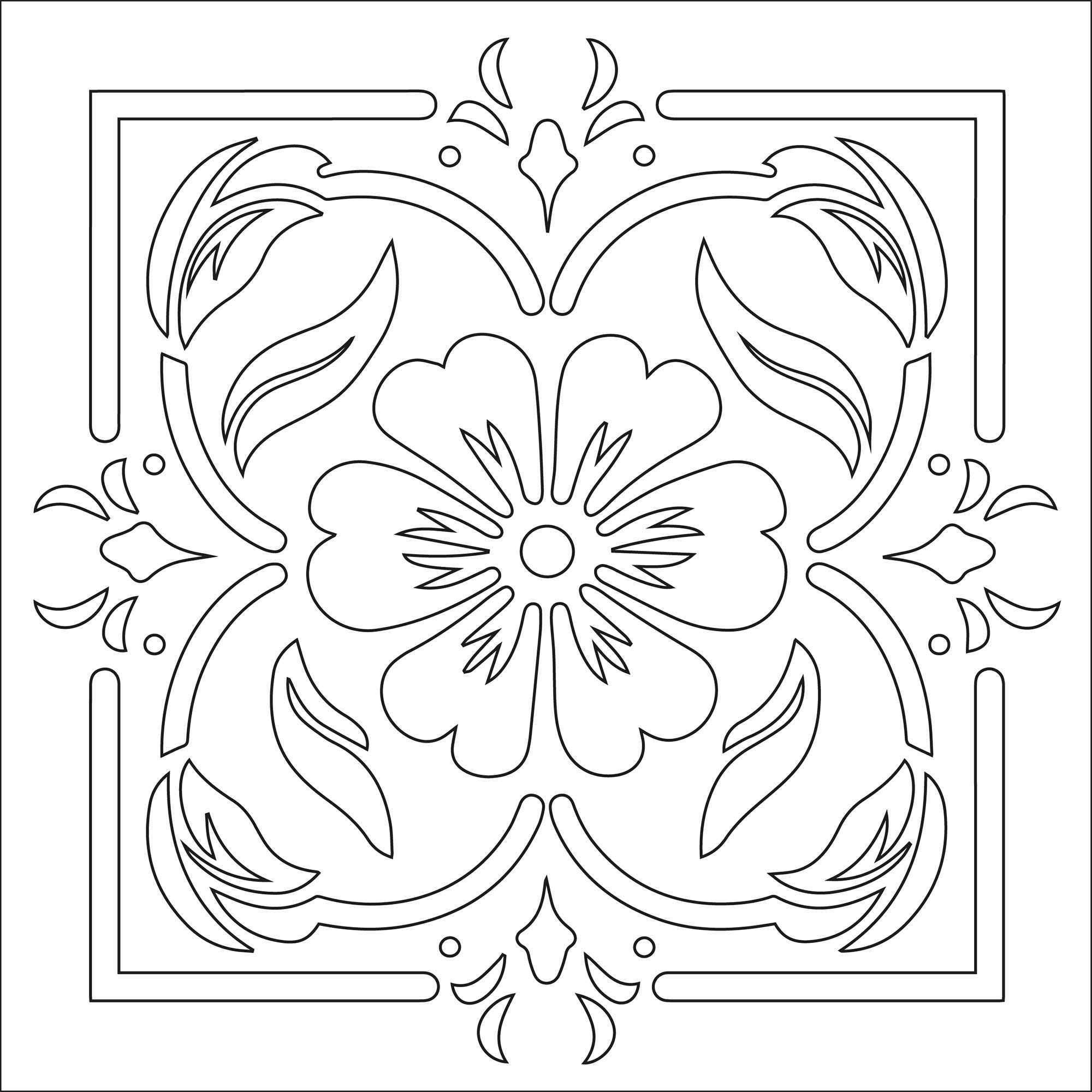 Coloring Art Nouveau Flower Tiles Customizing Tile Drawing Vector Lines ...