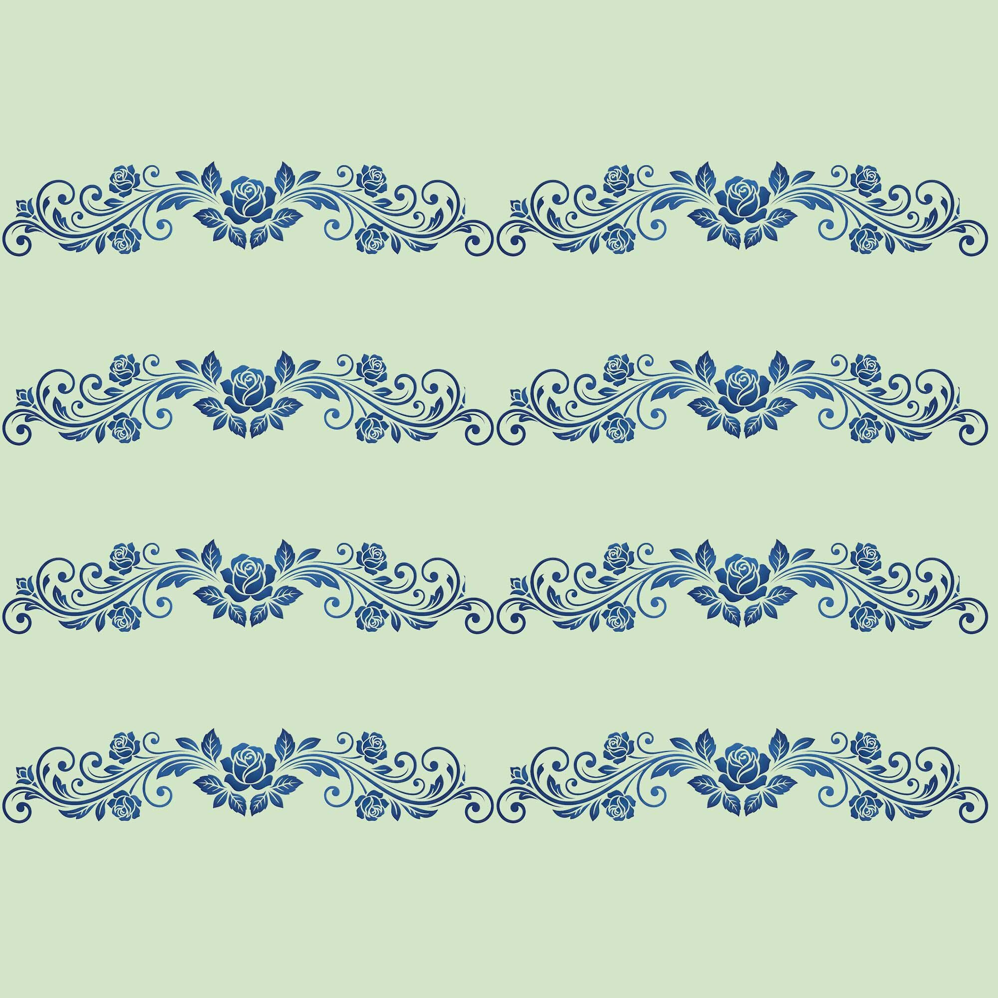 Blue Rose Border Set | 9 PNG Transparent Background | Vintage Floral ...