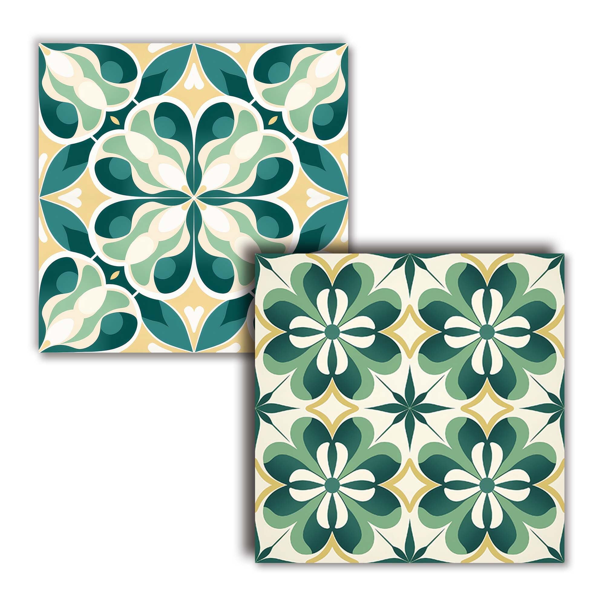 Symmetrical Geometric Green Tile Seamless Pattern Drawing Clipart ...