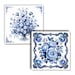 15 Antique Blue and White Porcelain Flower Rose Tiles Decor Wall ...