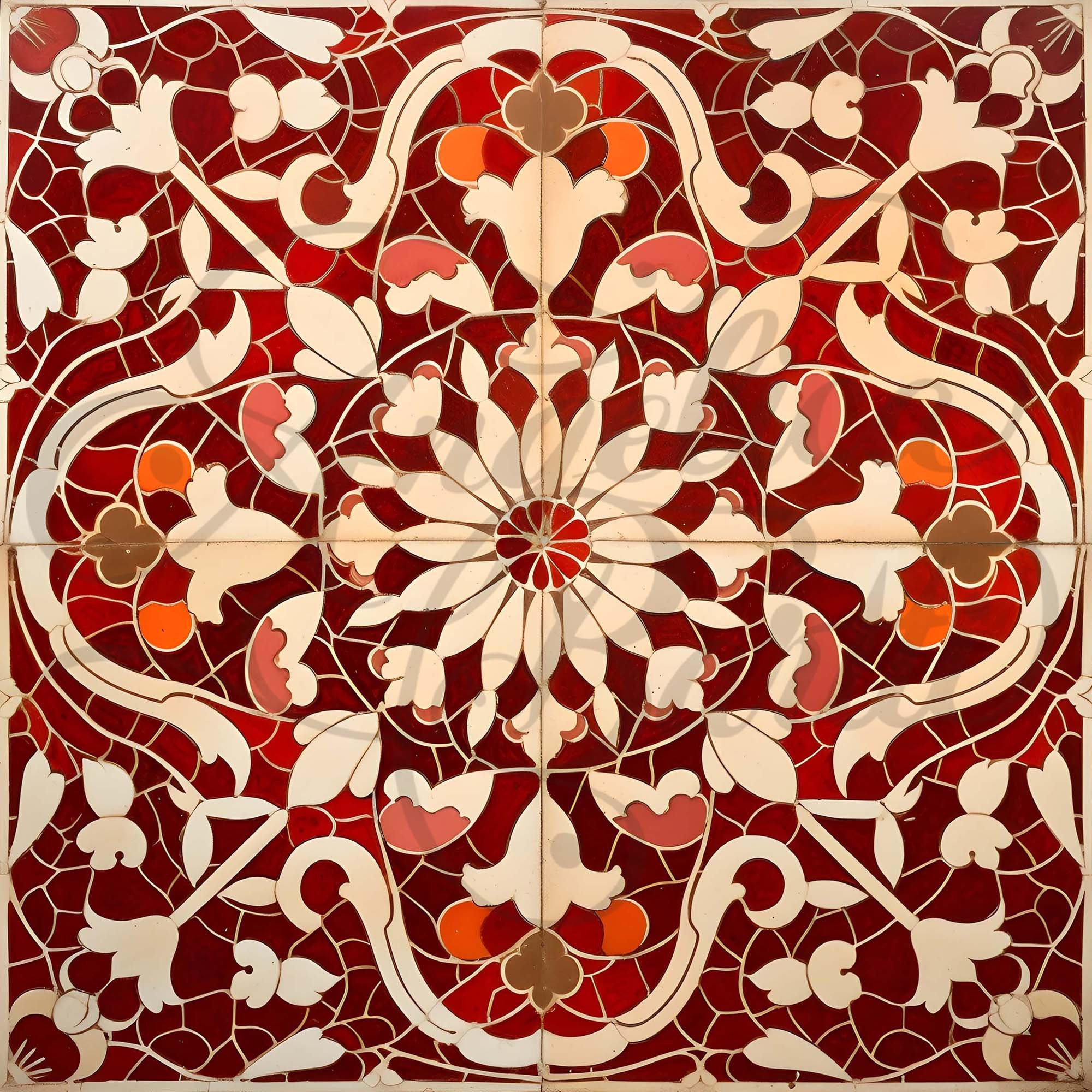 Vintage Red Tile Clipart: Set of 9 Spanish-style Tiles, Decoration, and ...