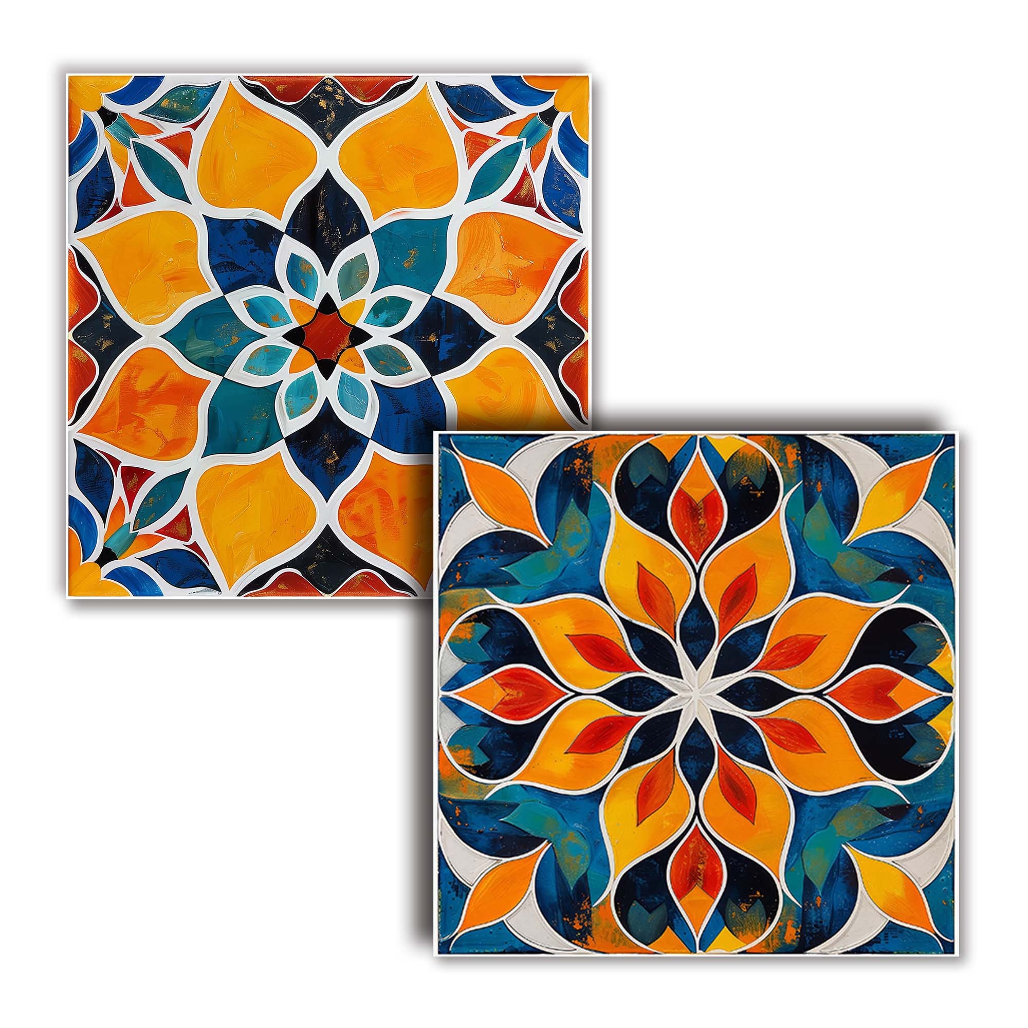 Colorful Symmetrical Geometric Tiles Kitchen Interior Decor Home Office ...