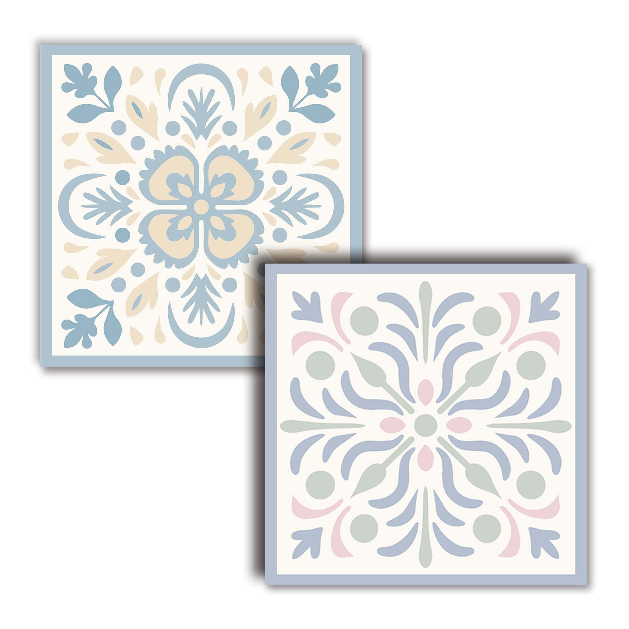 Pastel Colored Vector Drawing Tiles Pattern Floral Geometric Mosaic ...