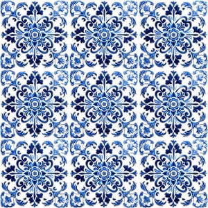 Blue Mediterranean Spanish Tile Designs, Printable Wall Art, Digital ...