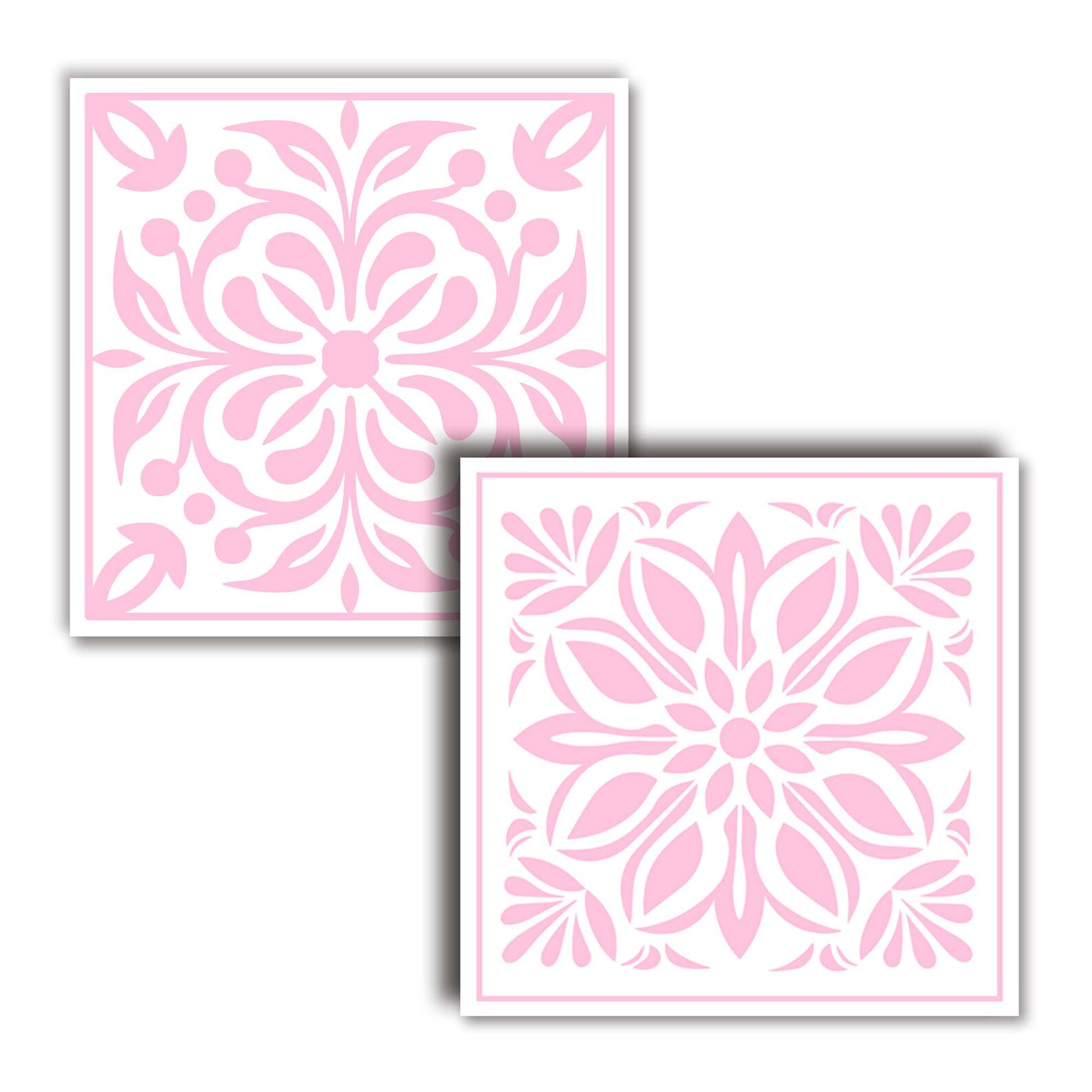 Pink Tile, White Background, SVG, Square, Geometric, Floral Pattern ...