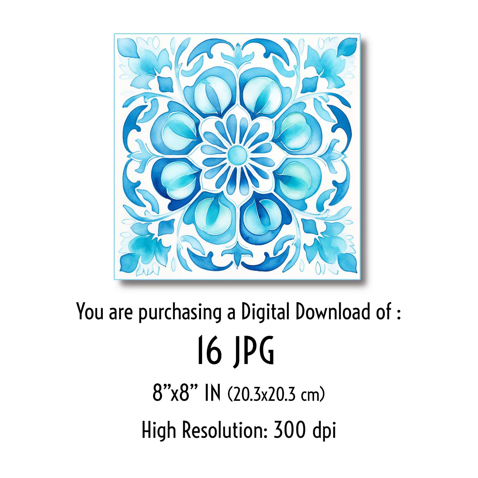 Blue Watercolor Tiles White Background Mosaic Decorative Wallpaper ...