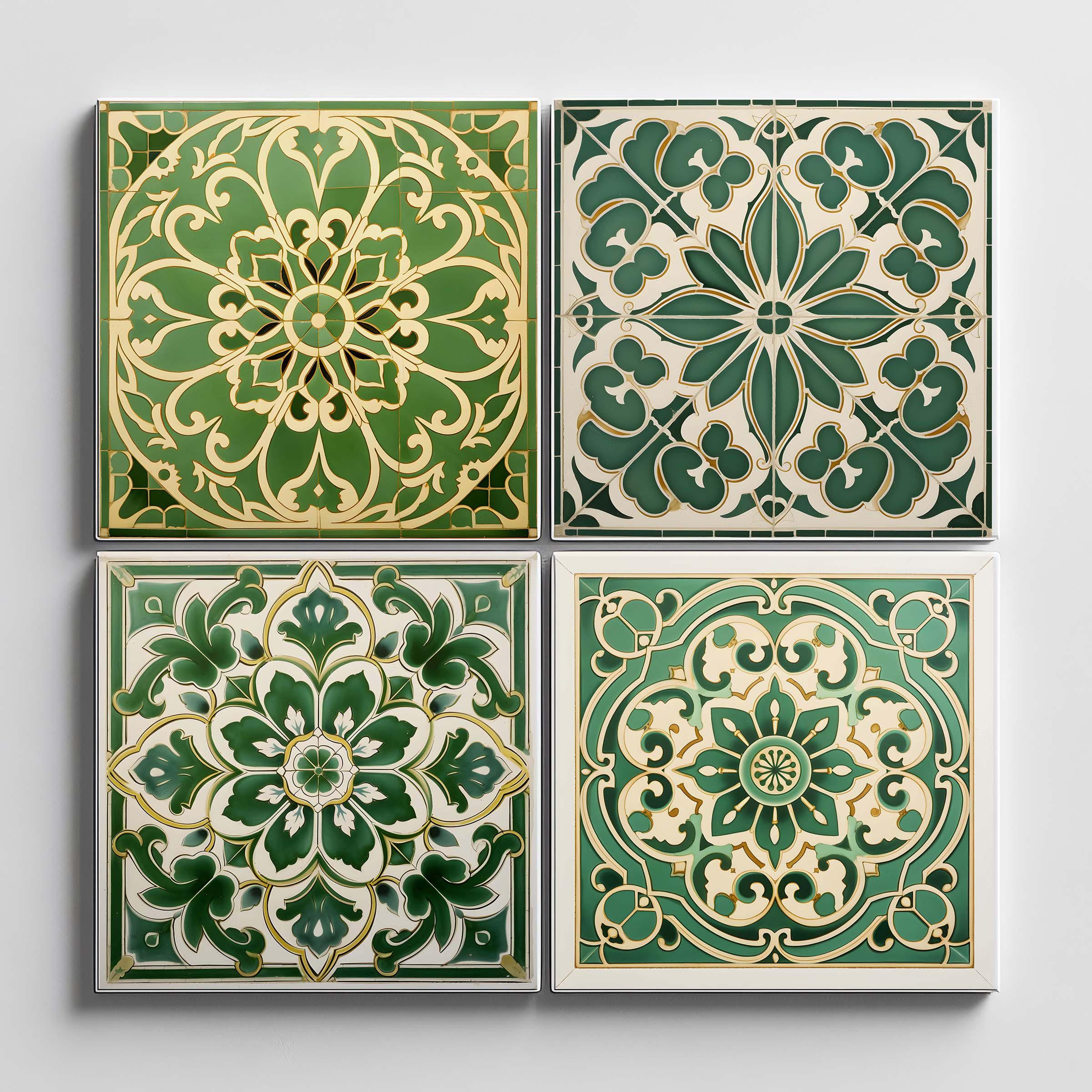 Mockup Set of White Matte Tiles, Four Ceramic Square With Relief and ...