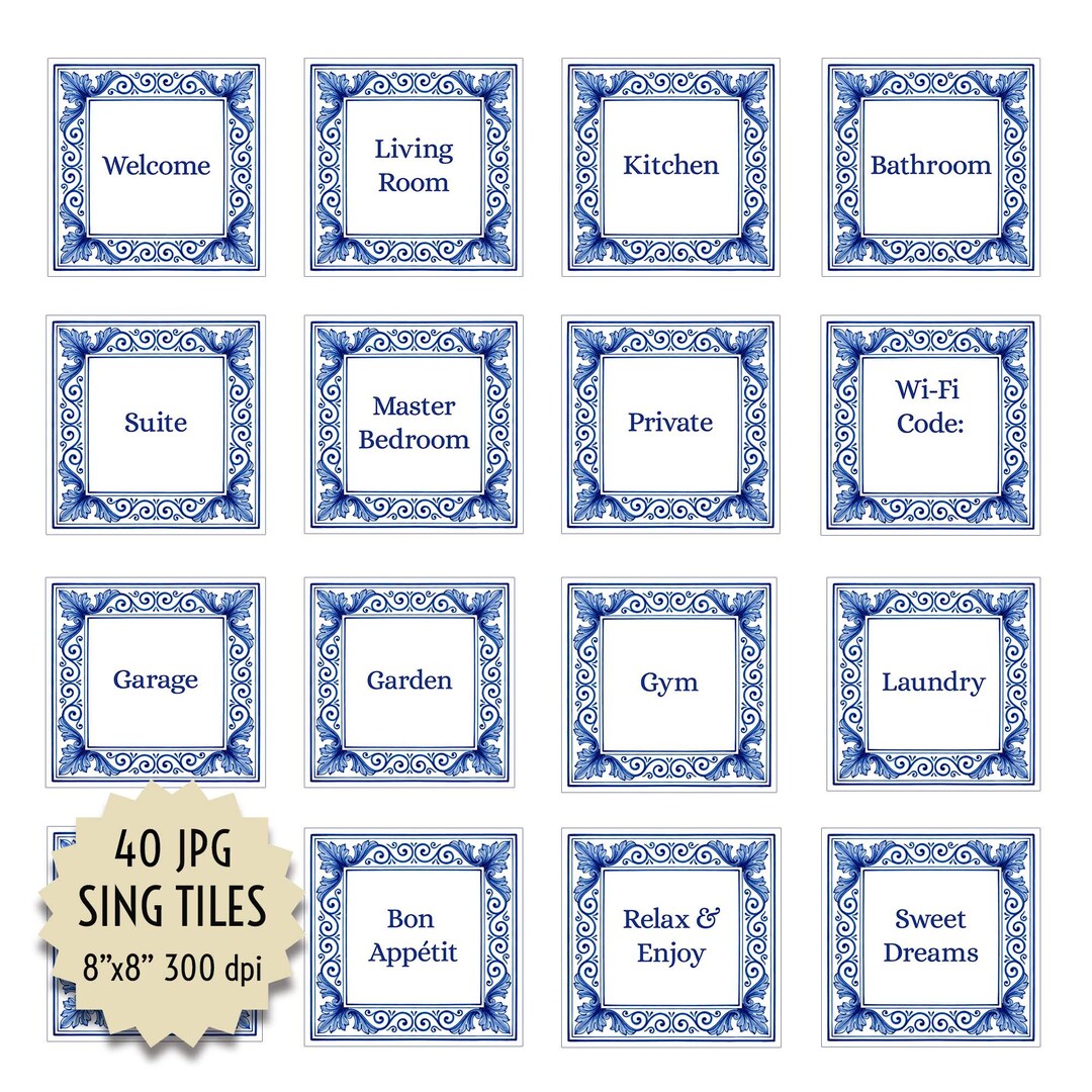 Blue and White Tile Signs for Guest House and Vacation Rentals ...