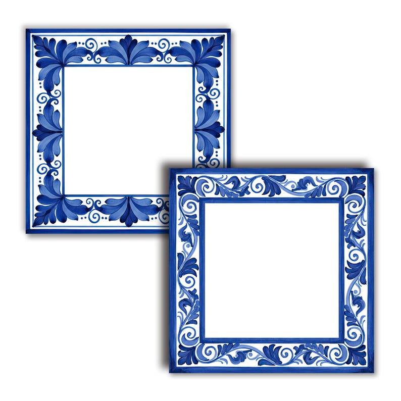 Set of 9 Square Digital Frames JPG Bundle | Hand-painted Floral Design ...