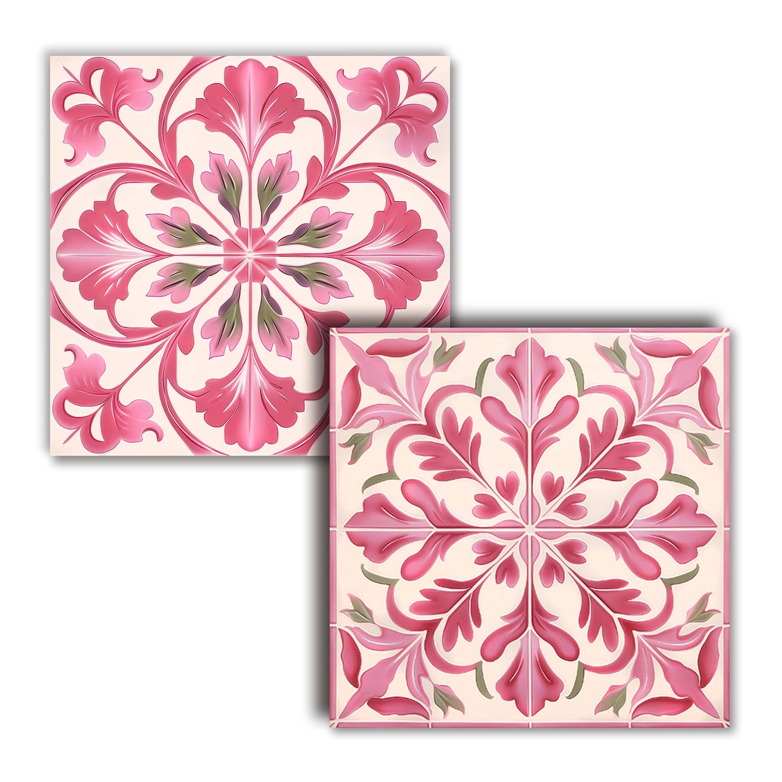 Pink Green Tile Designs Inspired by Art Nouveau Style for Decorating ...