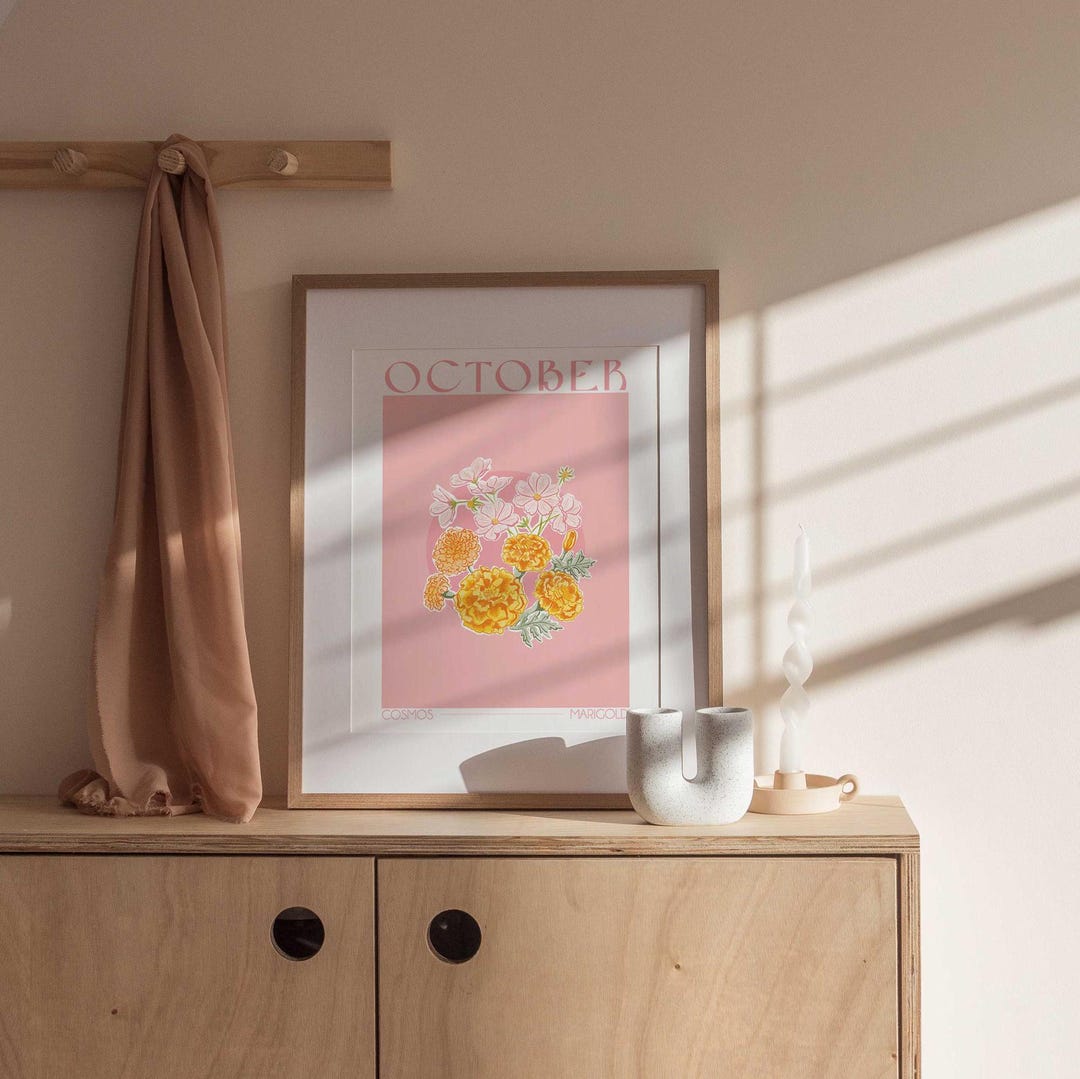 October Birth Month Botanical Poster - Etsy