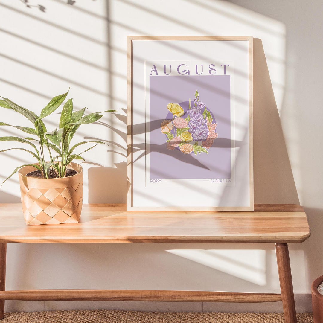 August Birth Month Botanical Poster - Etsy