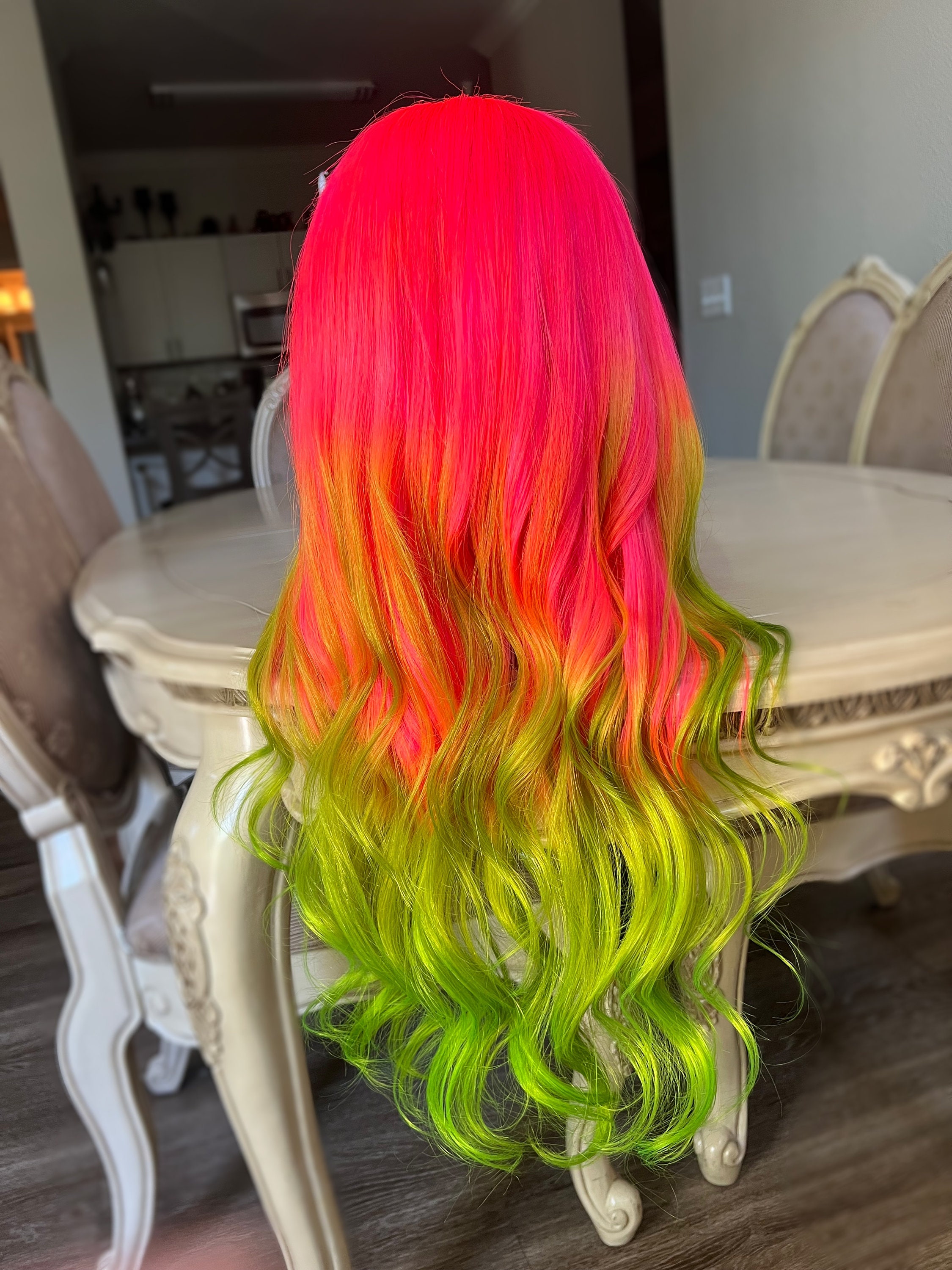 Neon Mitsuri Lacefront CUSTOM 100% Human Hair Wig - Etsy