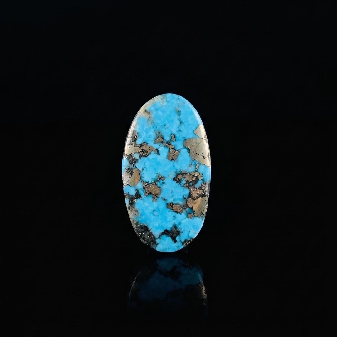 Stunning Elongated Sky Blue Turquoise With Pyrite Matrix - Oval ...