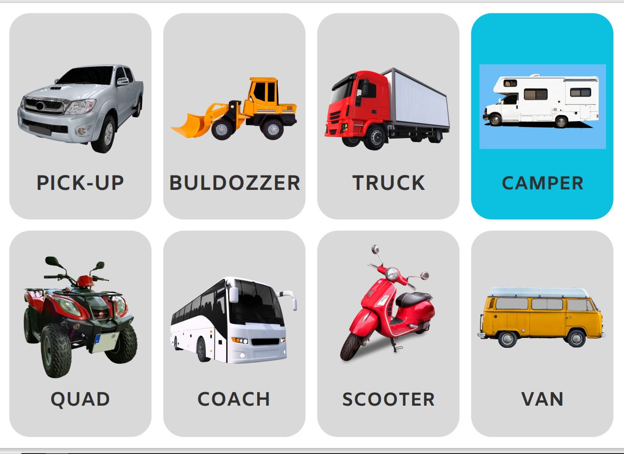 Transport Flashcards Vehicle Flashcards Image Cards for Kids ...