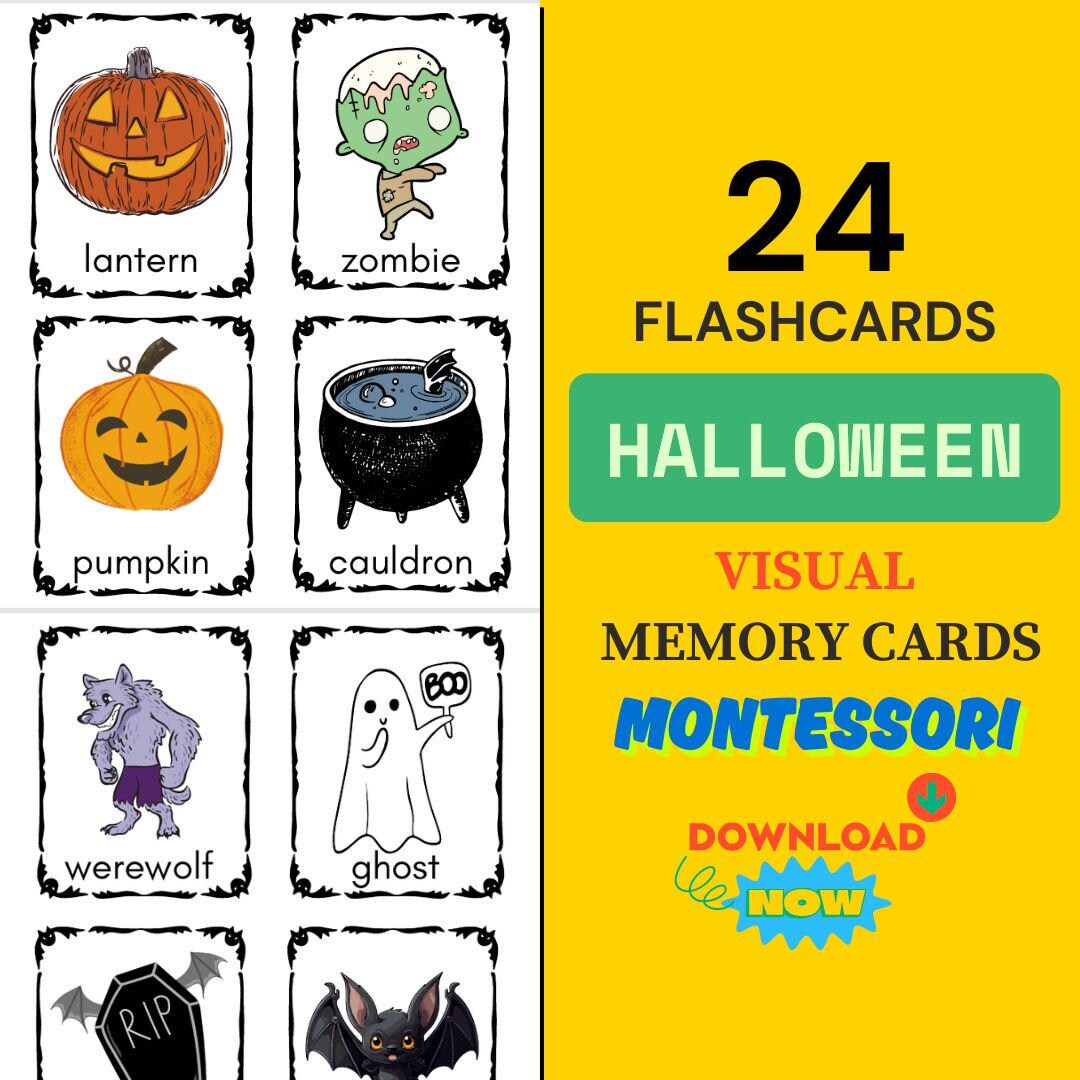 Montessori Flashcards Halloween Flashcards Halloween Printables ESL ...