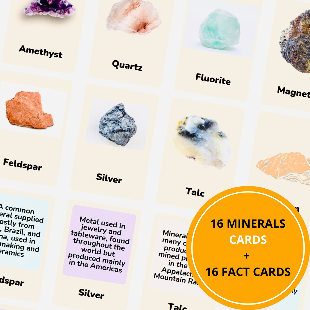 Minerals Specimens Identification Cards, Minerals and Crystals ...