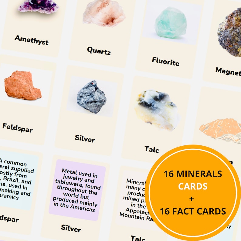 Minerals Specimens Identification Cards, Minerals and Crystals ...