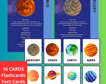Solar System Flashcards: Planet Fact Cards, Space Education (PDF/PNG ...
