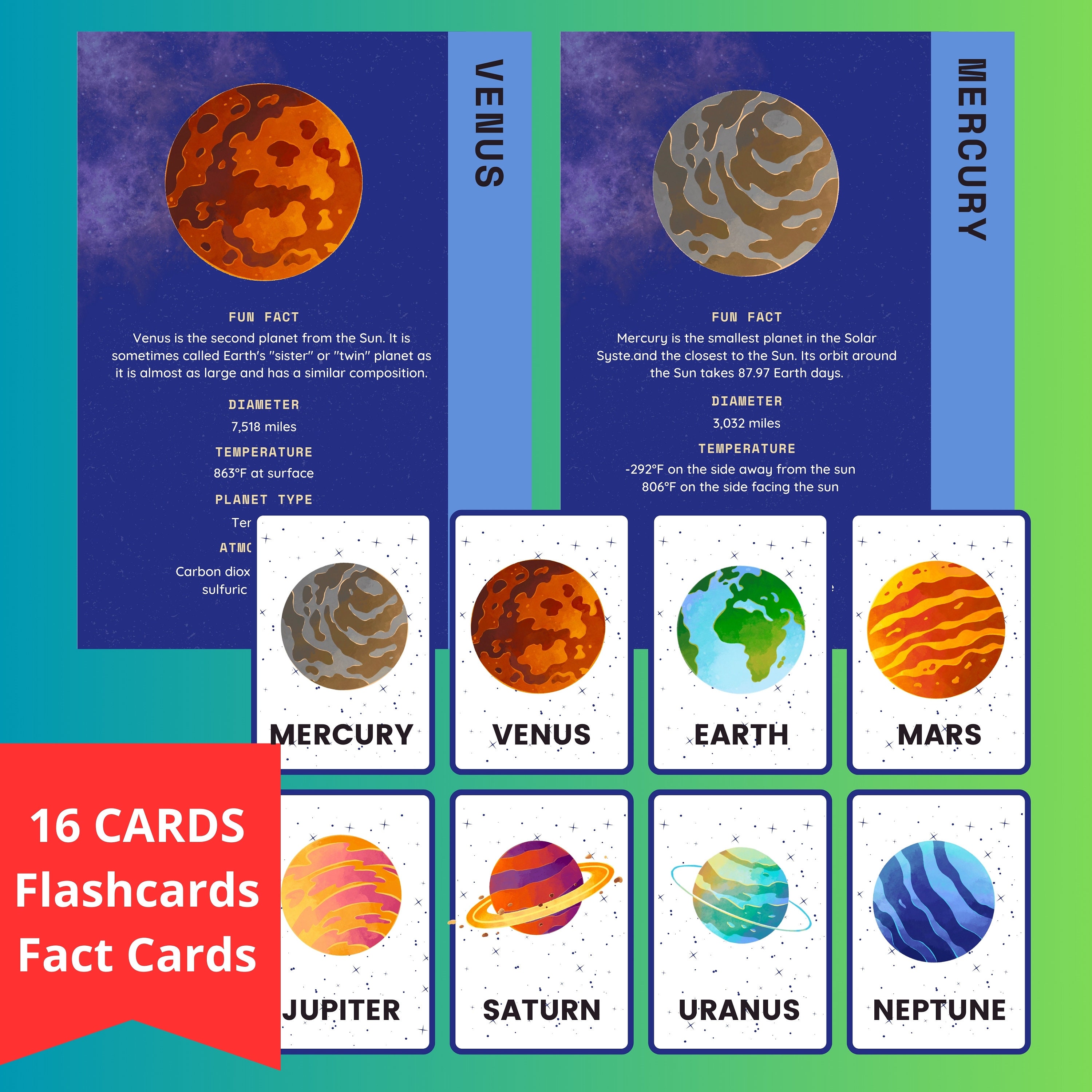 Solar System Flashcards Planet Cards Solar System Fact Cards Space ...
