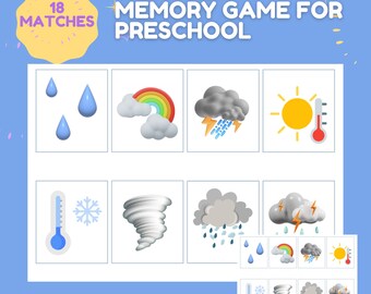 Weather Printable Memory Game | Pre-school Printable Game | Homeschool ...