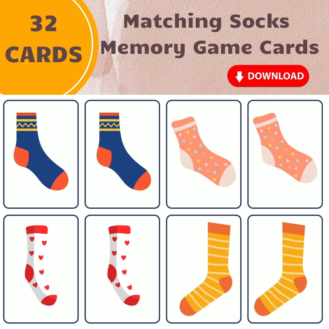 Matching Socks Game, Montessori Flashcards (digital Download). - Etsy
