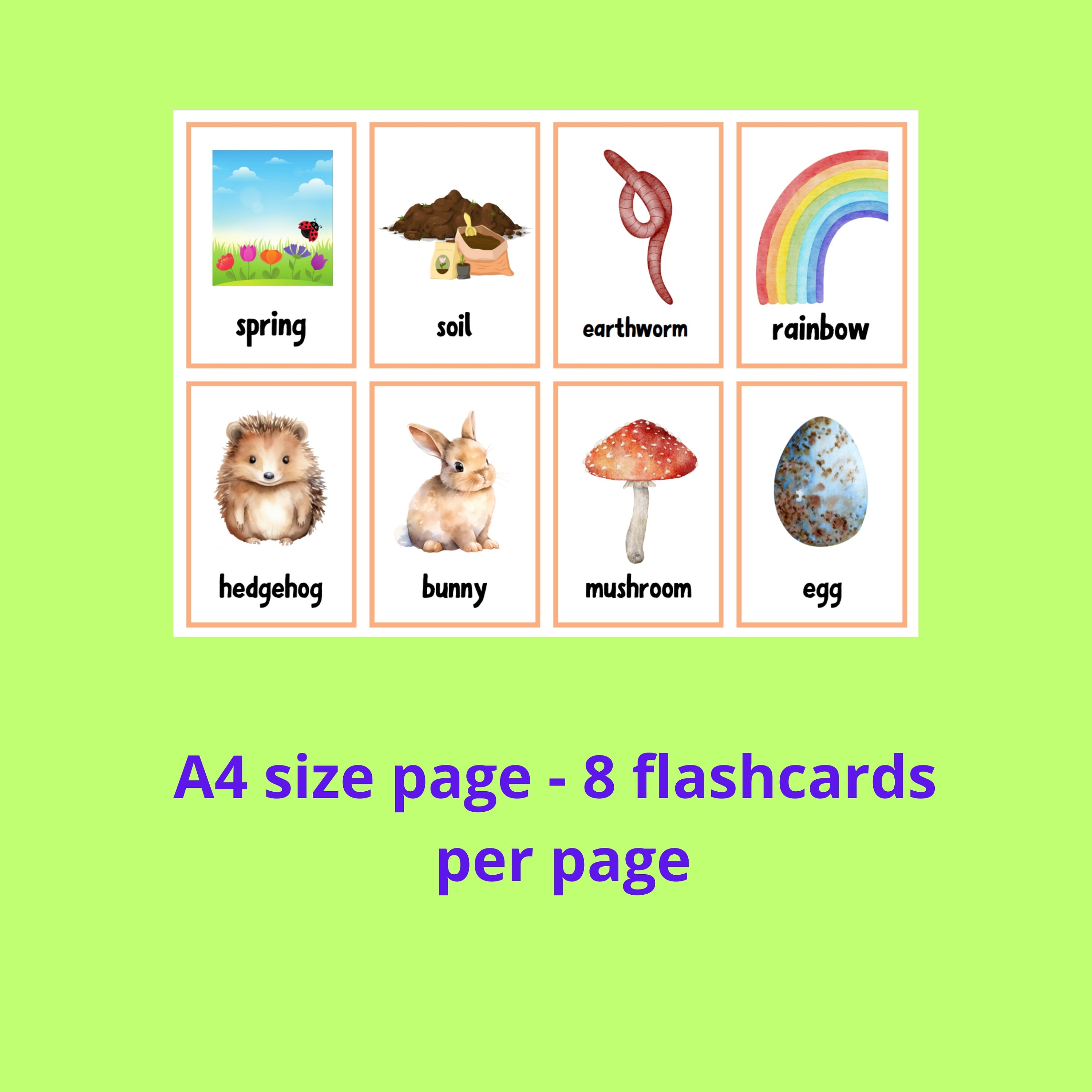 Spring Vocabulary Flashcards, English Learning Cards (PDF) - Etsy