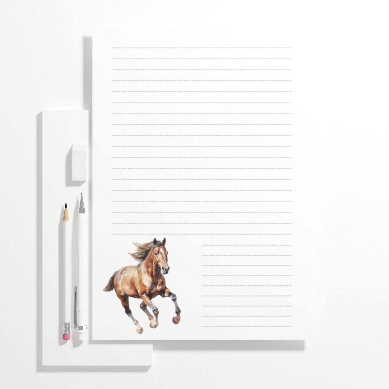 Equestrian Horses Stationery, Lined & Unlined Writing Paper (PDF) - Etsy