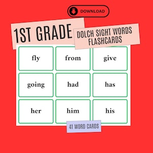 1st Grade Dolch Sight Words Flashcards, Literacy (digital Download) - Etsy