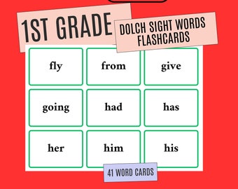 1st Grade Dolch Sight Words Flashcards, Literacy (digital Download) - Etsy