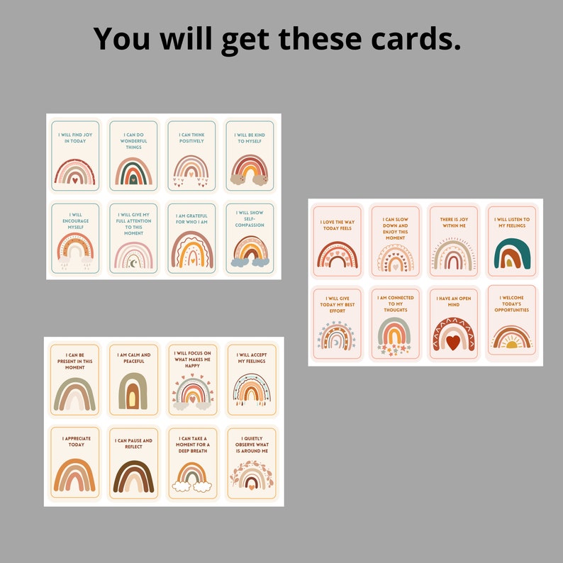 Mindful Affirmations Flashcards Calming Corner Printable Affirmations ...