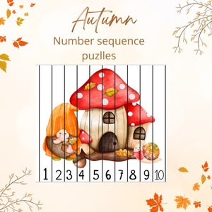 Preschool Printable Number Sequence Puzzles 1-10 Montessori Fall Math ...