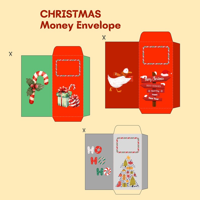 Christmas Money Envelope Printable, 5 DIY Designs (PDF). - Etsy