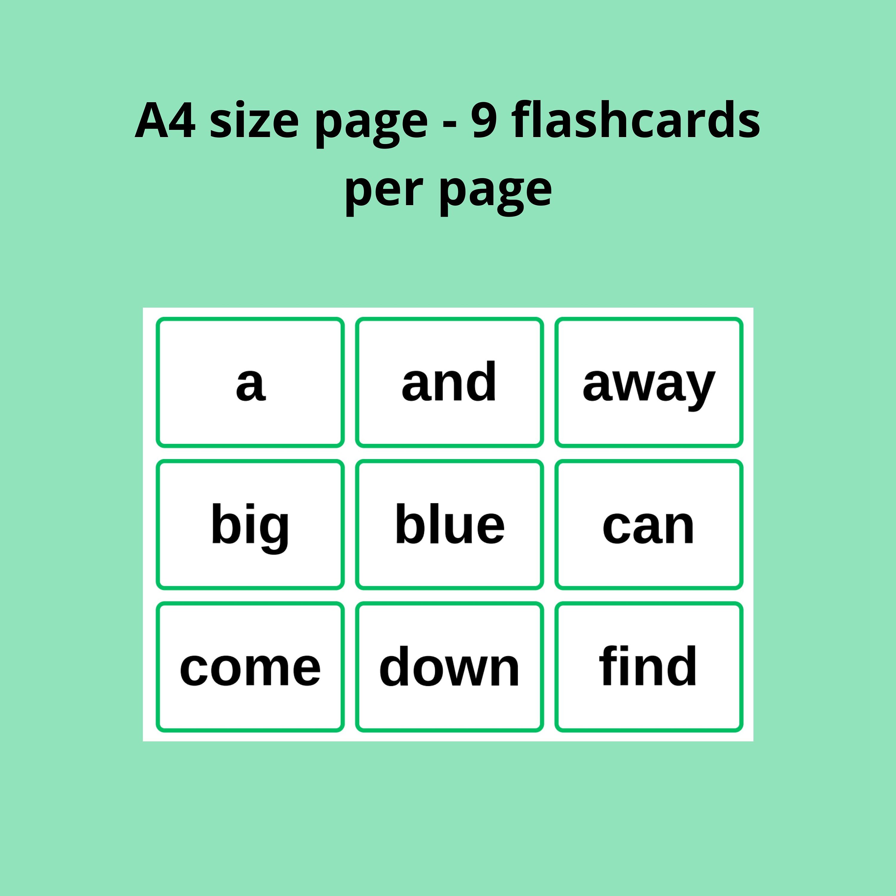 Dolch Sight Words Pre-k Flashcards, High Frequency Words, English ...